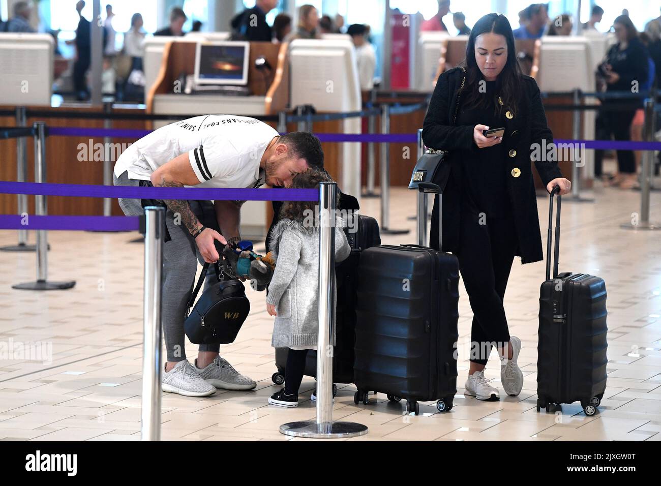 Brisbane Broncos captain Darius Boyd is seen with his wife Kayla and ...