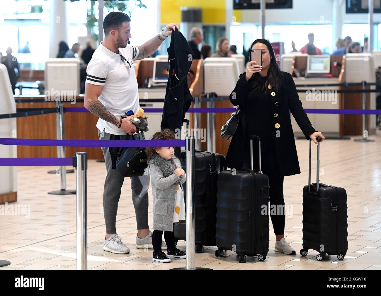 Brisbane Broncos captain Darius Boyd is seen with his wife Kayla and ...