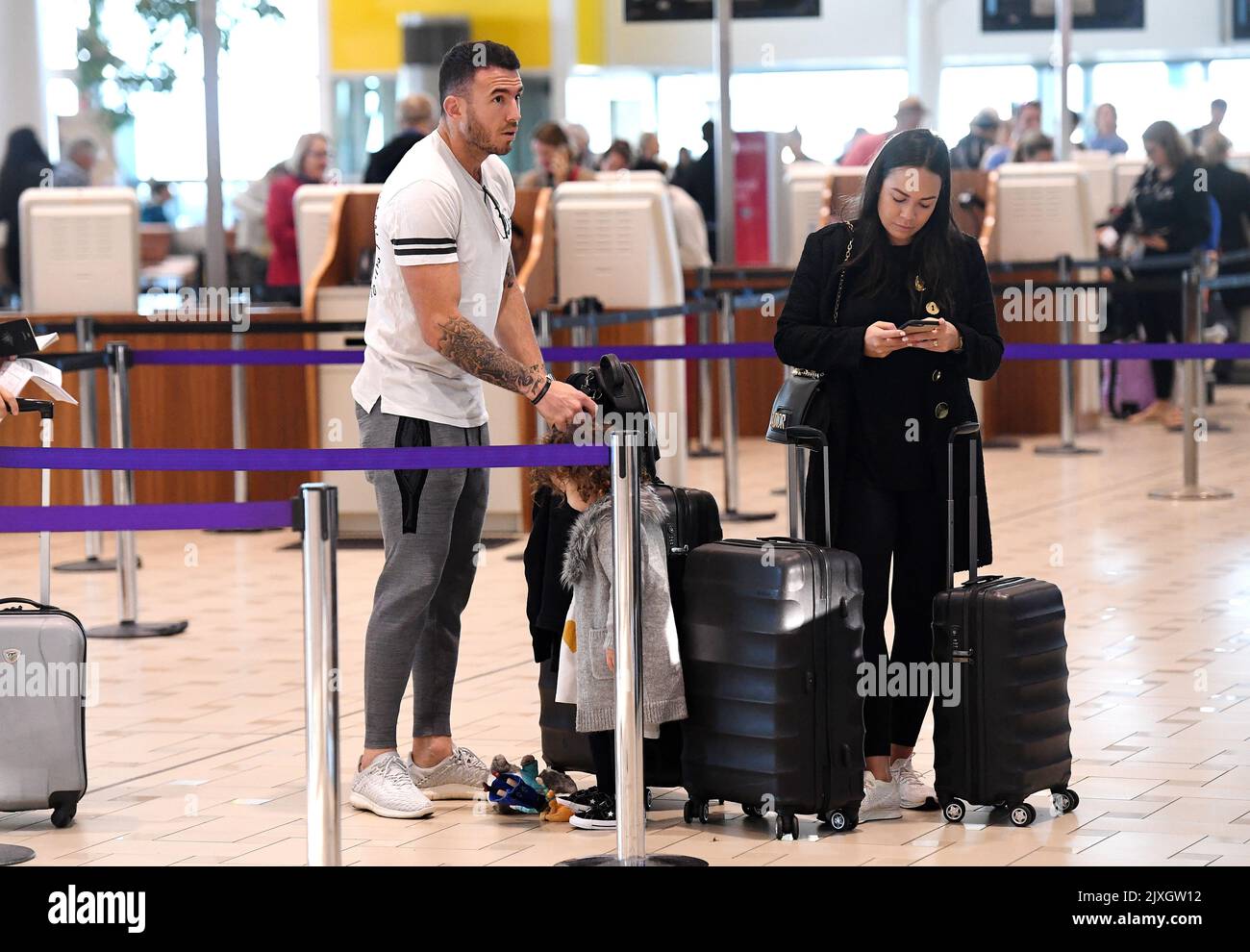Brisbane Broncos captain Darius Boyd is seen with his wife Kayla and ...