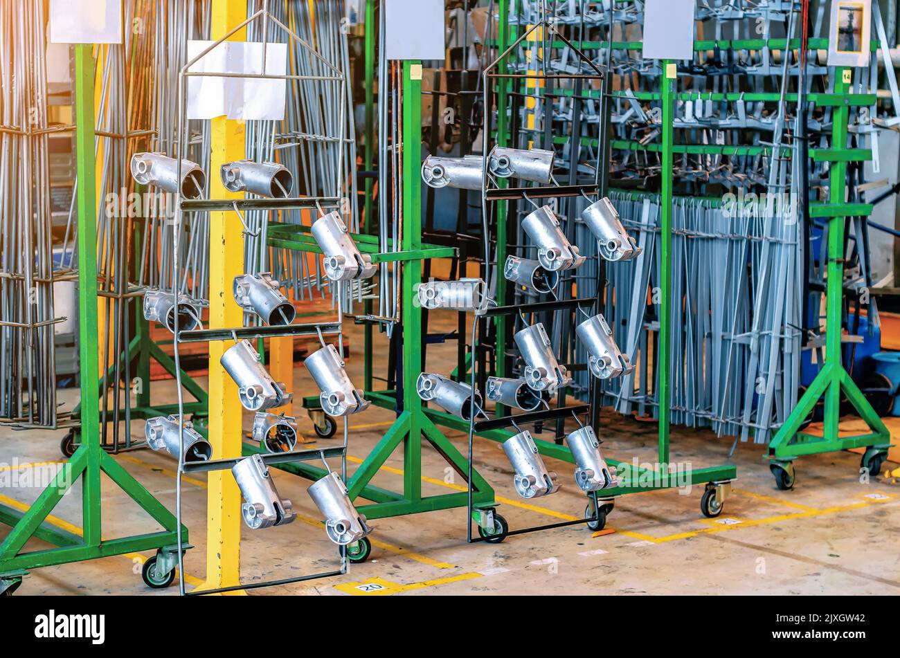 Metal steel industrial hangers, which are used for hanging parts of ...