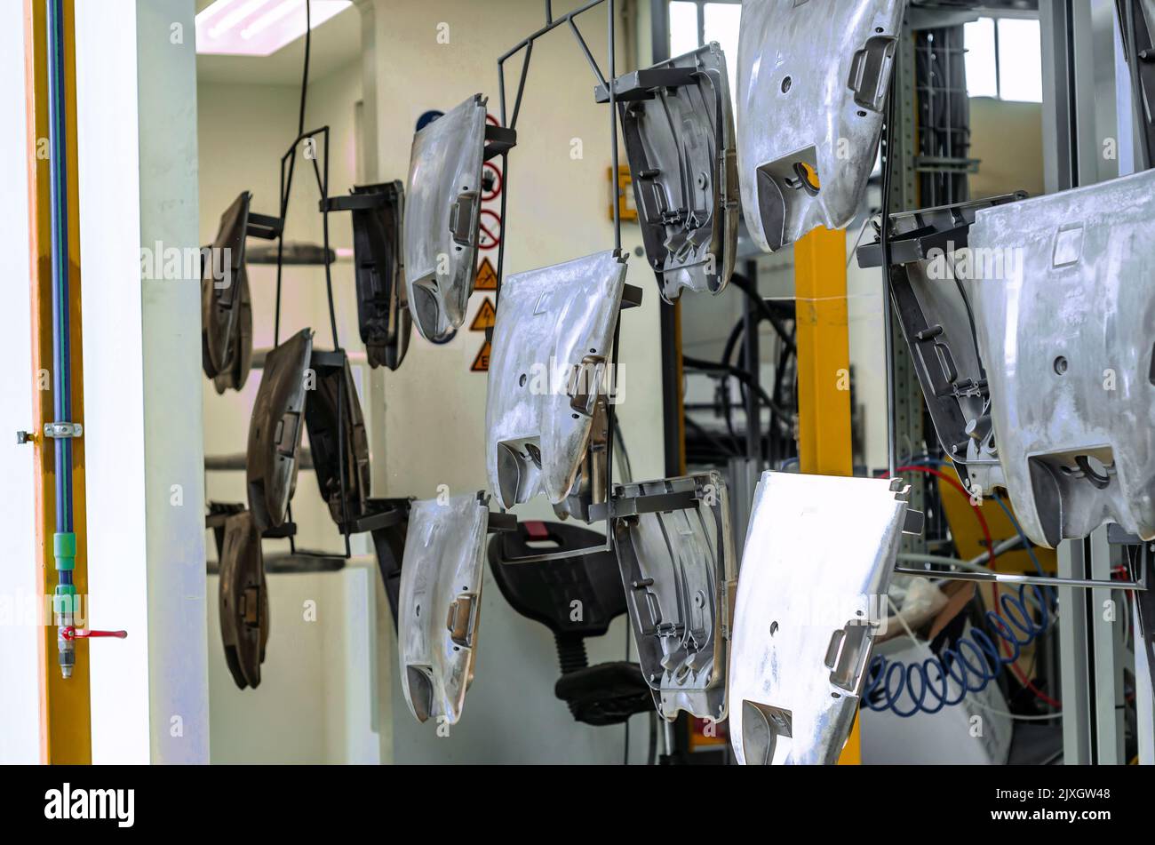 Industrial details of street lamp hanging in factory. Lamp ...