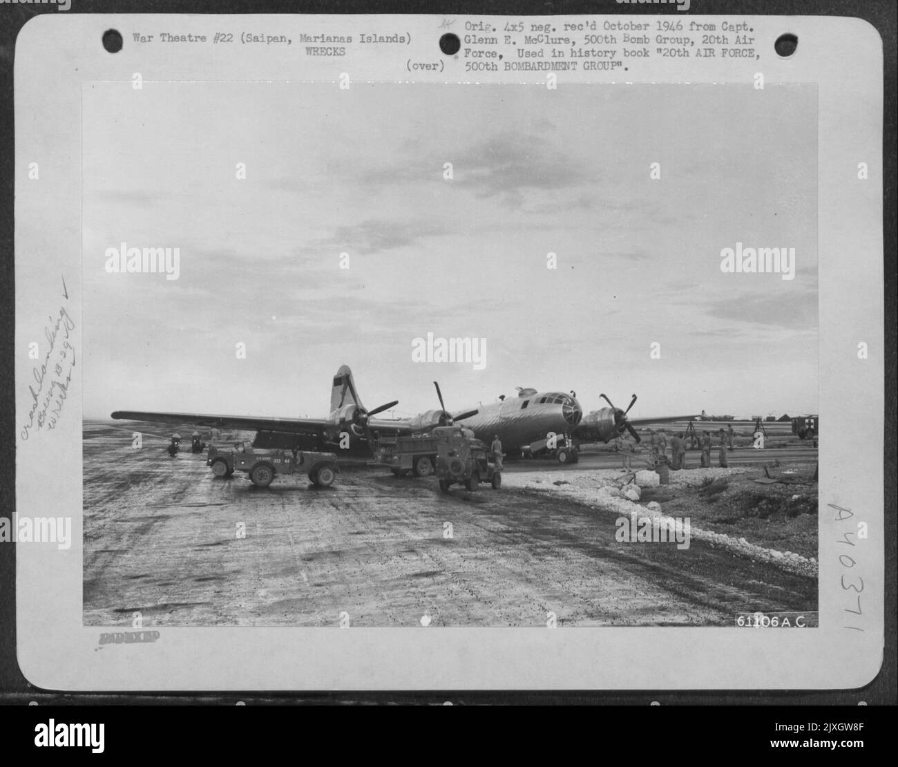 Crash Landing Of A Boeing B-29 "Superfortress". Saipan, Marianas ...