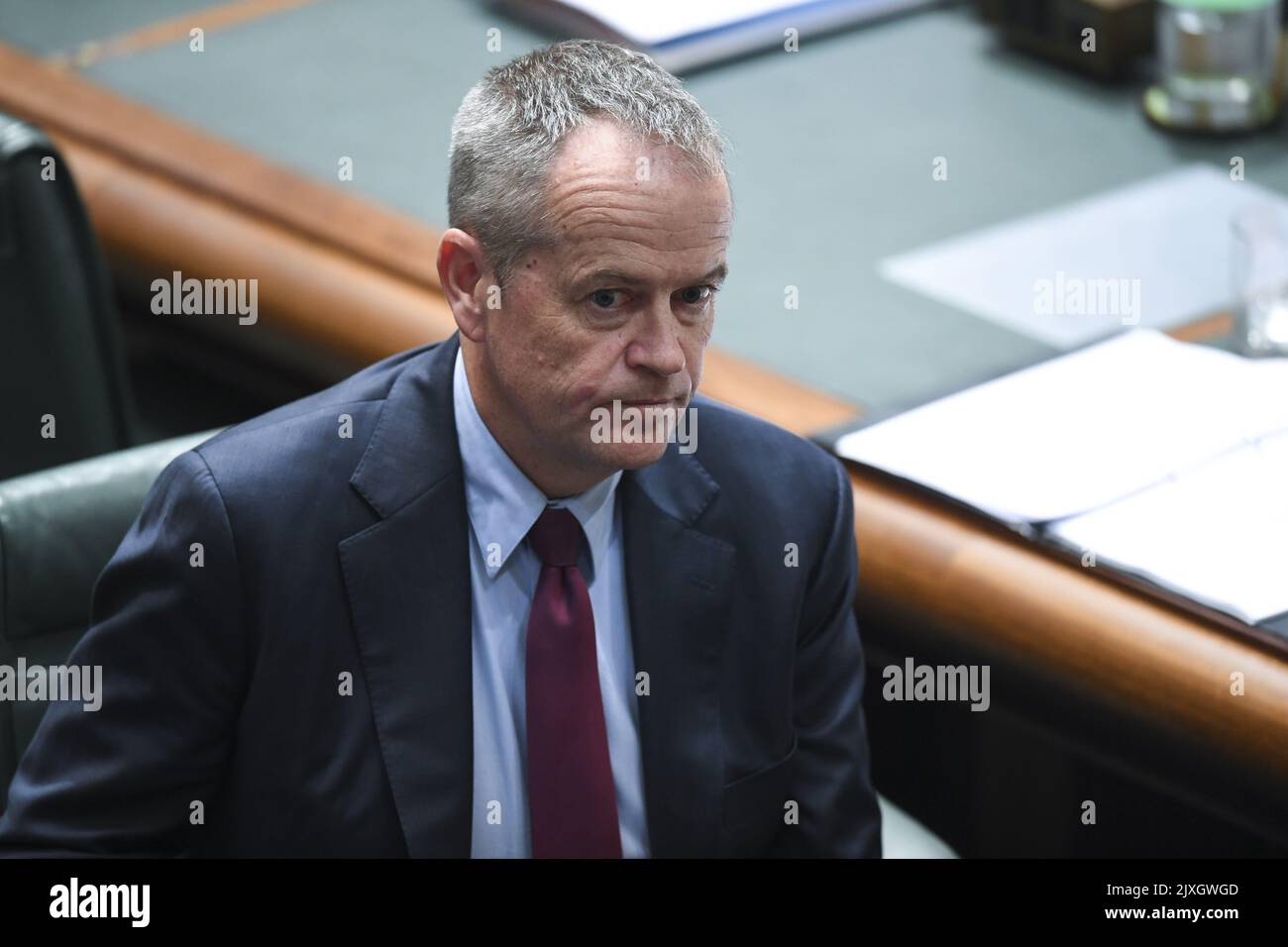 Australian Opposition Leader Bill Shorten reacts during House of ...