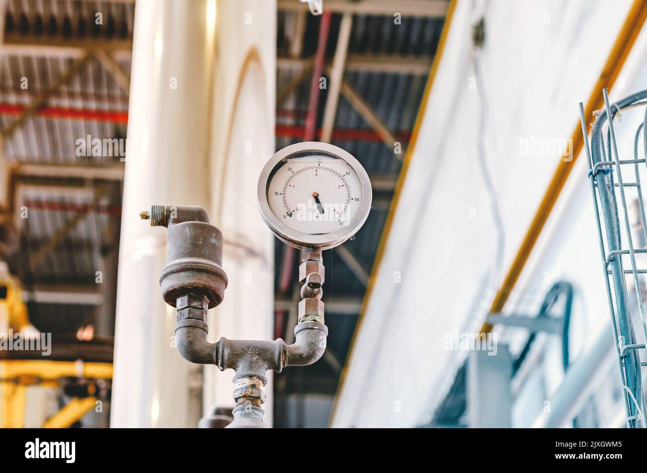 Manometer. Pressure measuring device. Industry. Blurred background ...