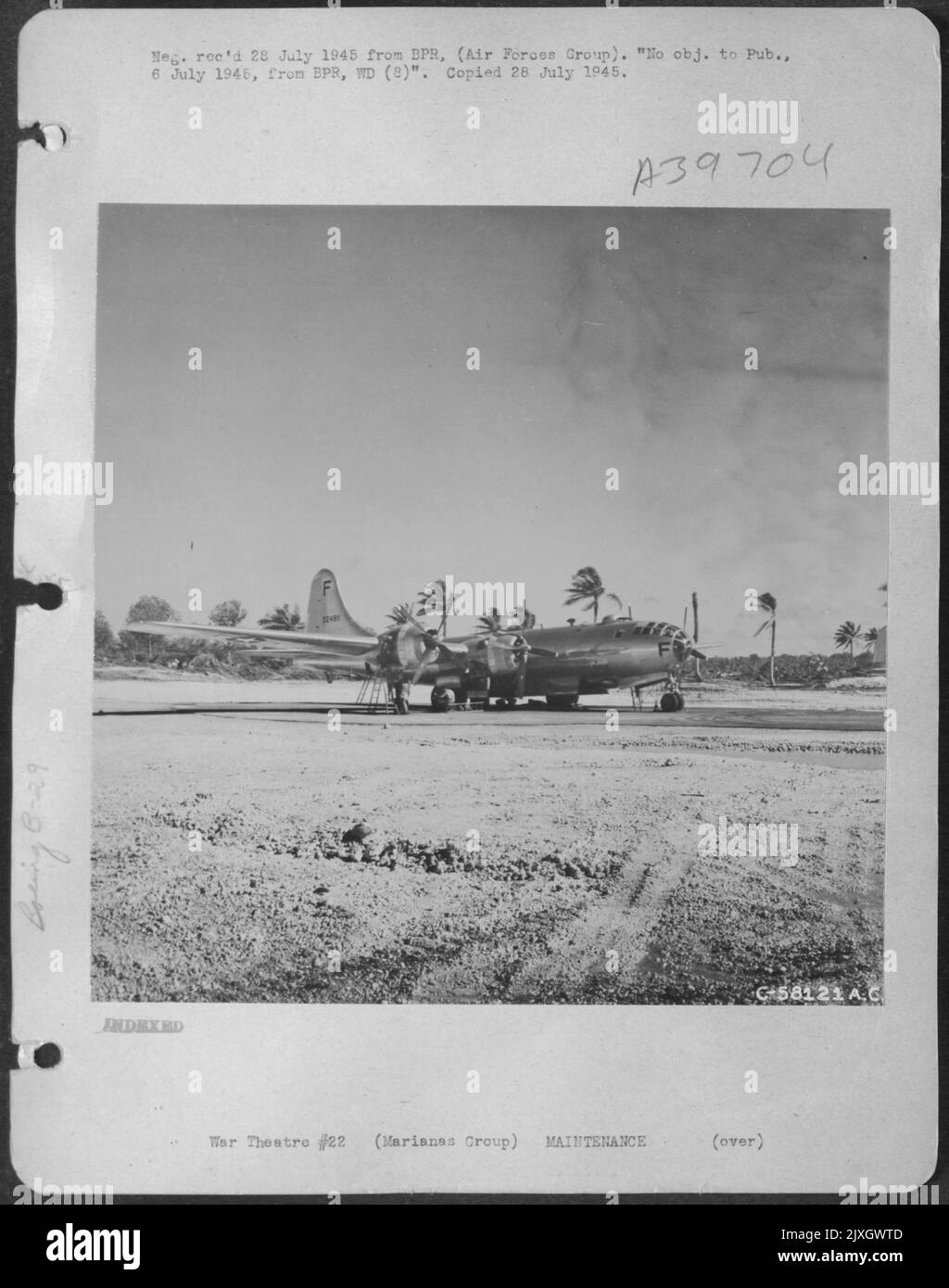 Mechanics Are Shown Working On A B-29 At The Guam Air Depot Constructed ...