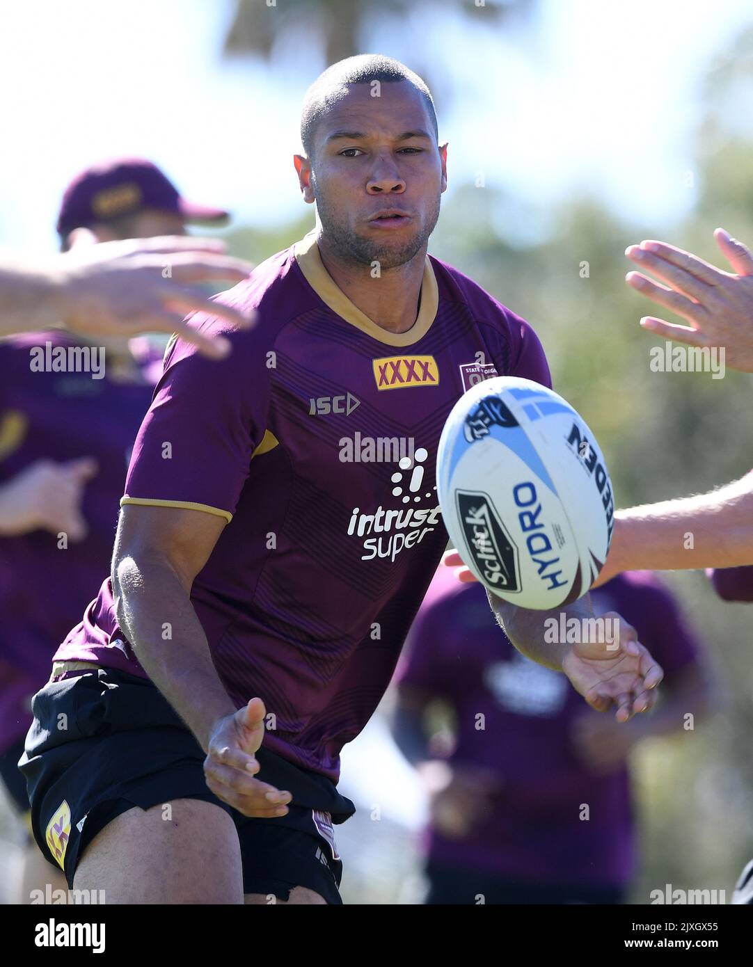 Moses Mbye during the Queensland State of Origin team training session ...
