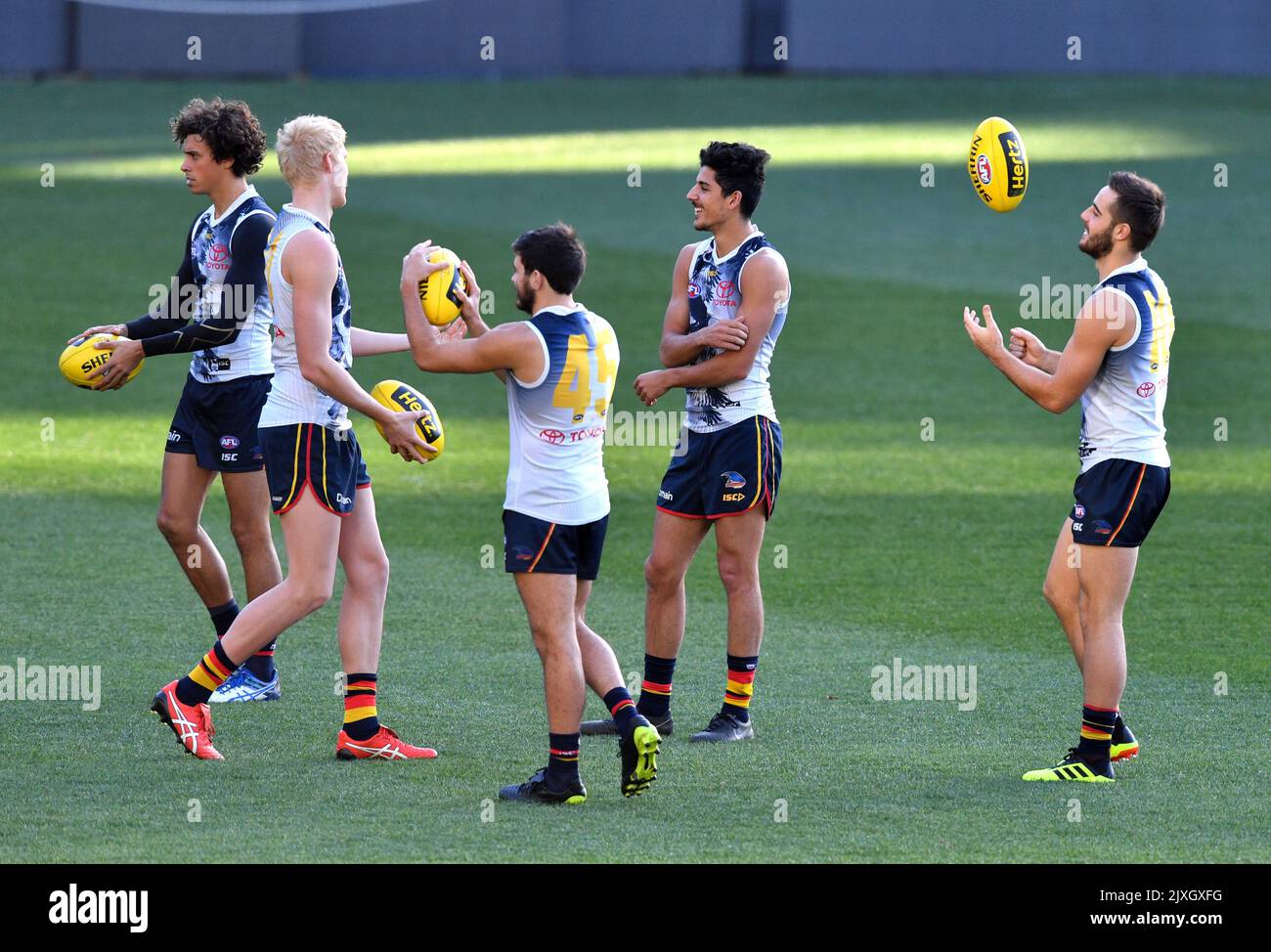 Adelaide Crows players are seen during a training session at Adelaide ...