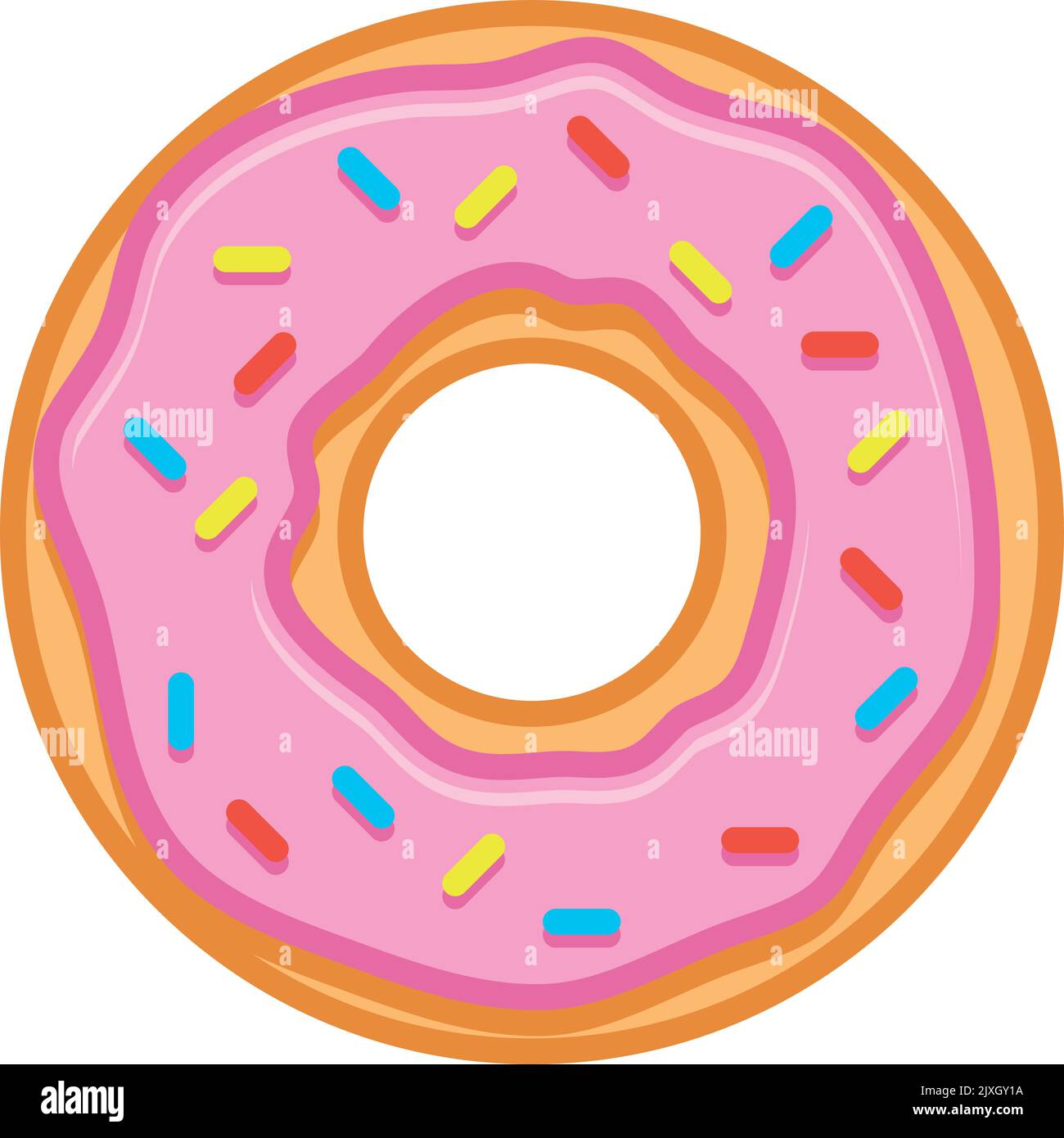 Donut icon. Sweet pink icing with color sparkles Stock Vector Image ...