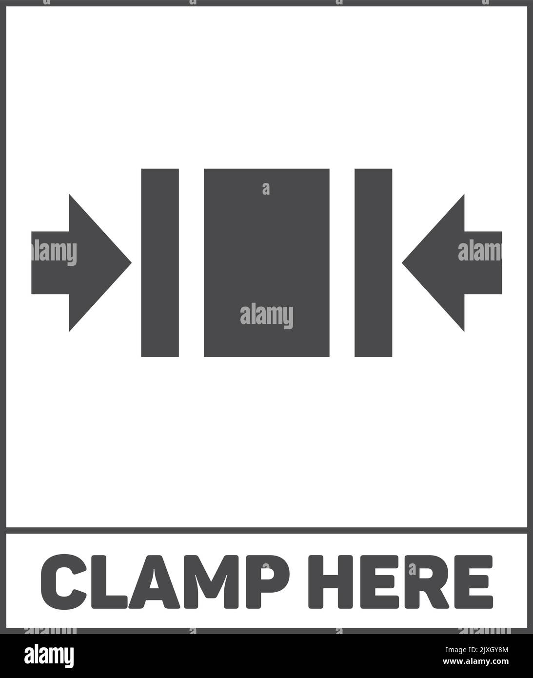 Clamp here label. Black warning parcel sign Stock Vector Image & Art ...