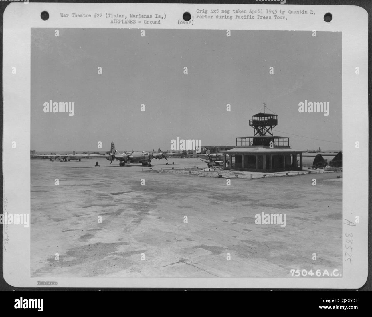 Boeing B-29S Parked By Control Tower At An Air Base In Tinian, Marianas ...