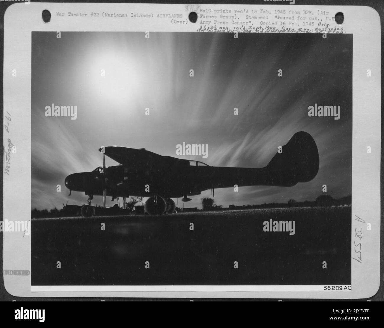 At Sunset, A Northrop P-61 Black Widow Night Fighter Awaits The Arrival ...