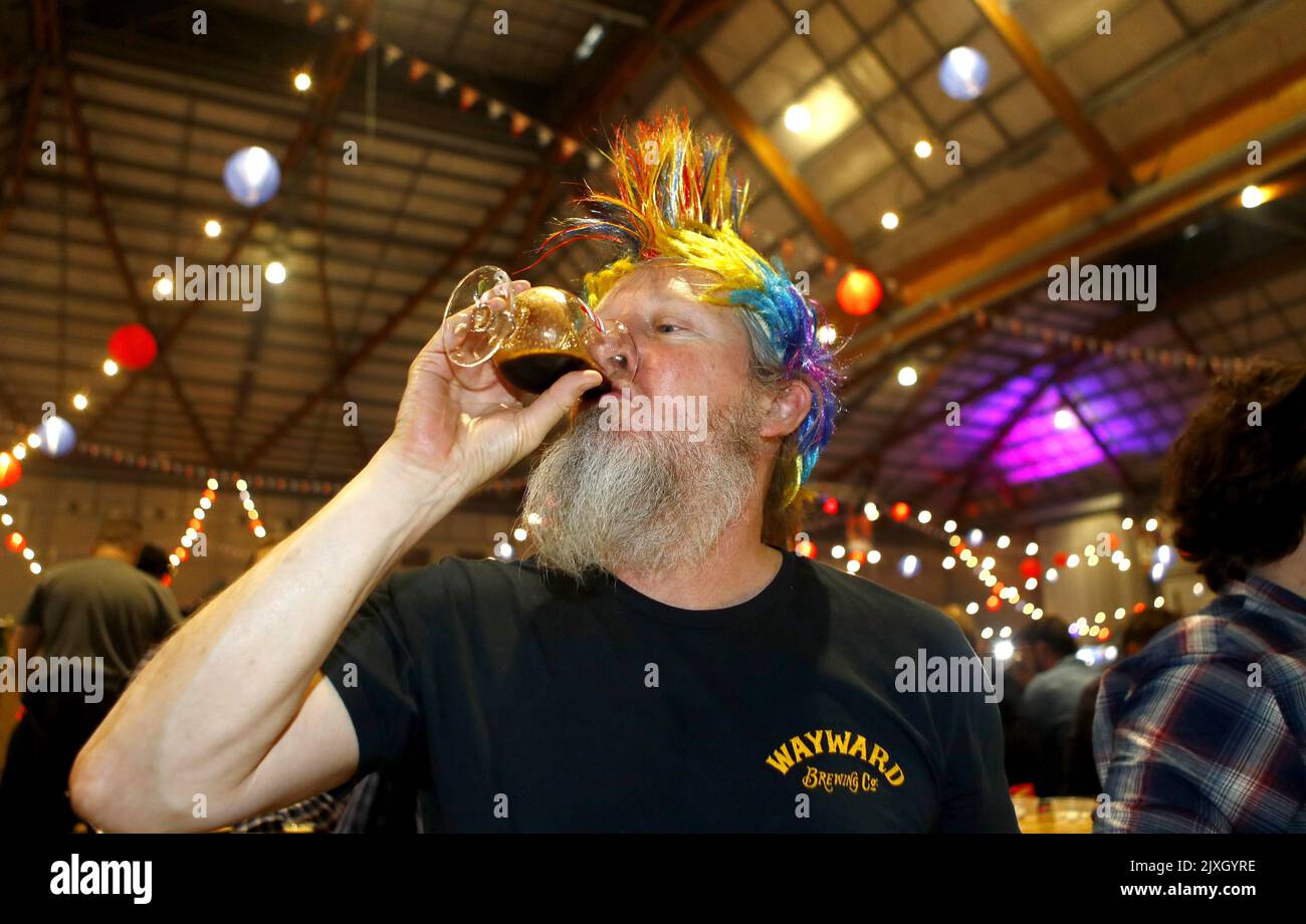 David Mitchell enjoys his beer at the Gabs Beer Festival in Sydney ...