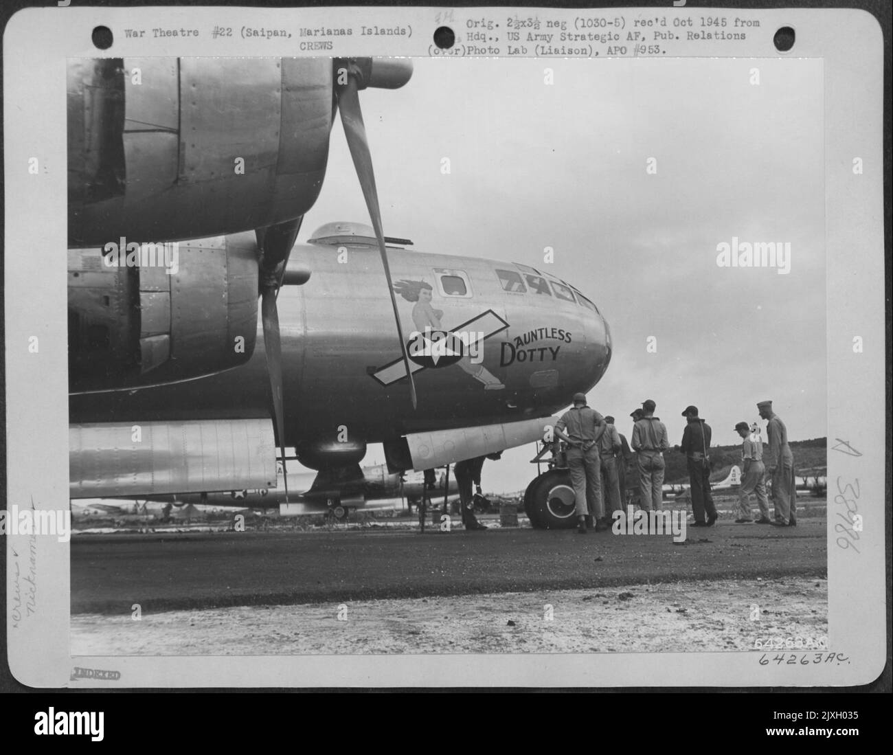 Crew Of Major General Emmett O'Donnell'S Plane - The Boeing B-29 'Dauntless Dotty' - Awaits Take ...