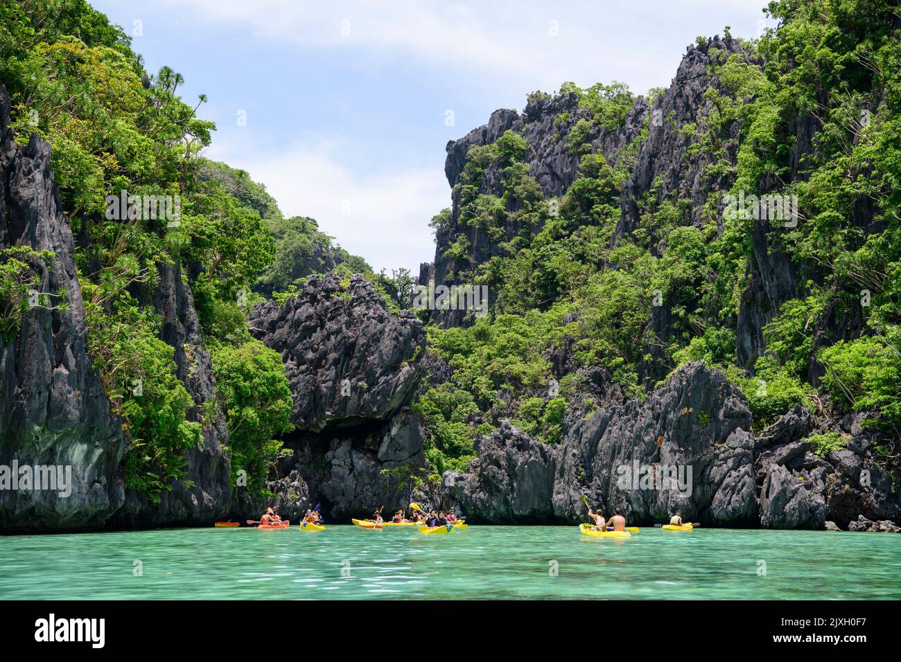 Palawan, Philippines, Tourists Kayaking and Exploring the Natural ...