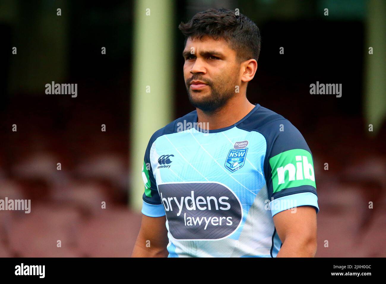 Tyrone Peachey of the NSW Blues looks on during a team training session ...