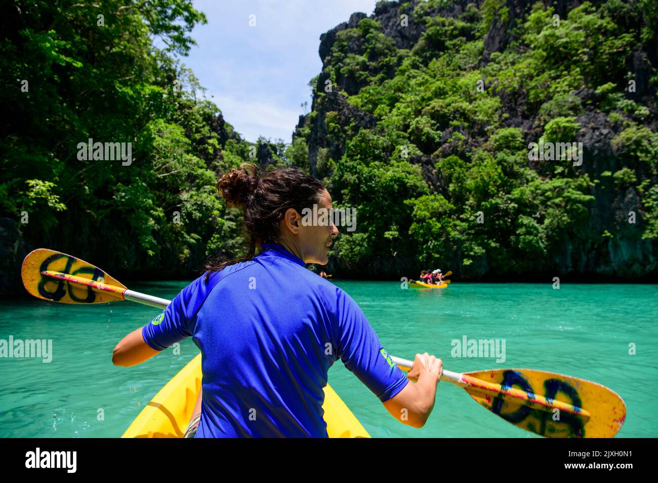 Palawan, Philippines, Tourists Kayaking and Exploring the Natural ...