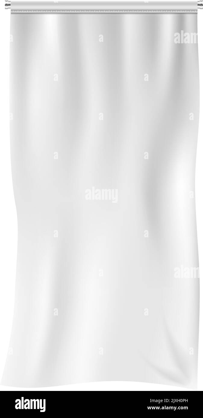 Hanging banner. Vertical white folded textile mockup Stock Vector Image ...