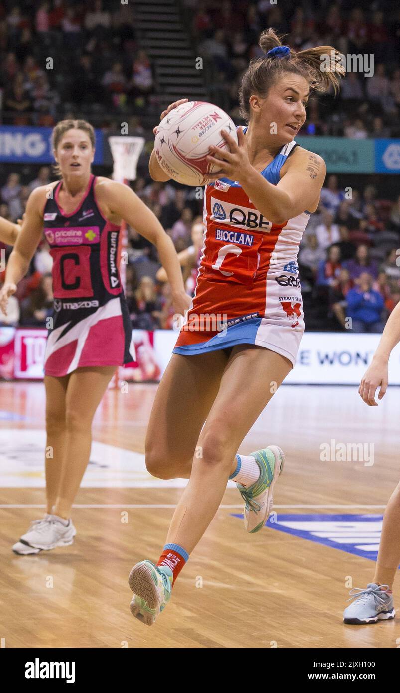 Maddy Proud of the Swifts in action during the Round 6 Super Netball ...