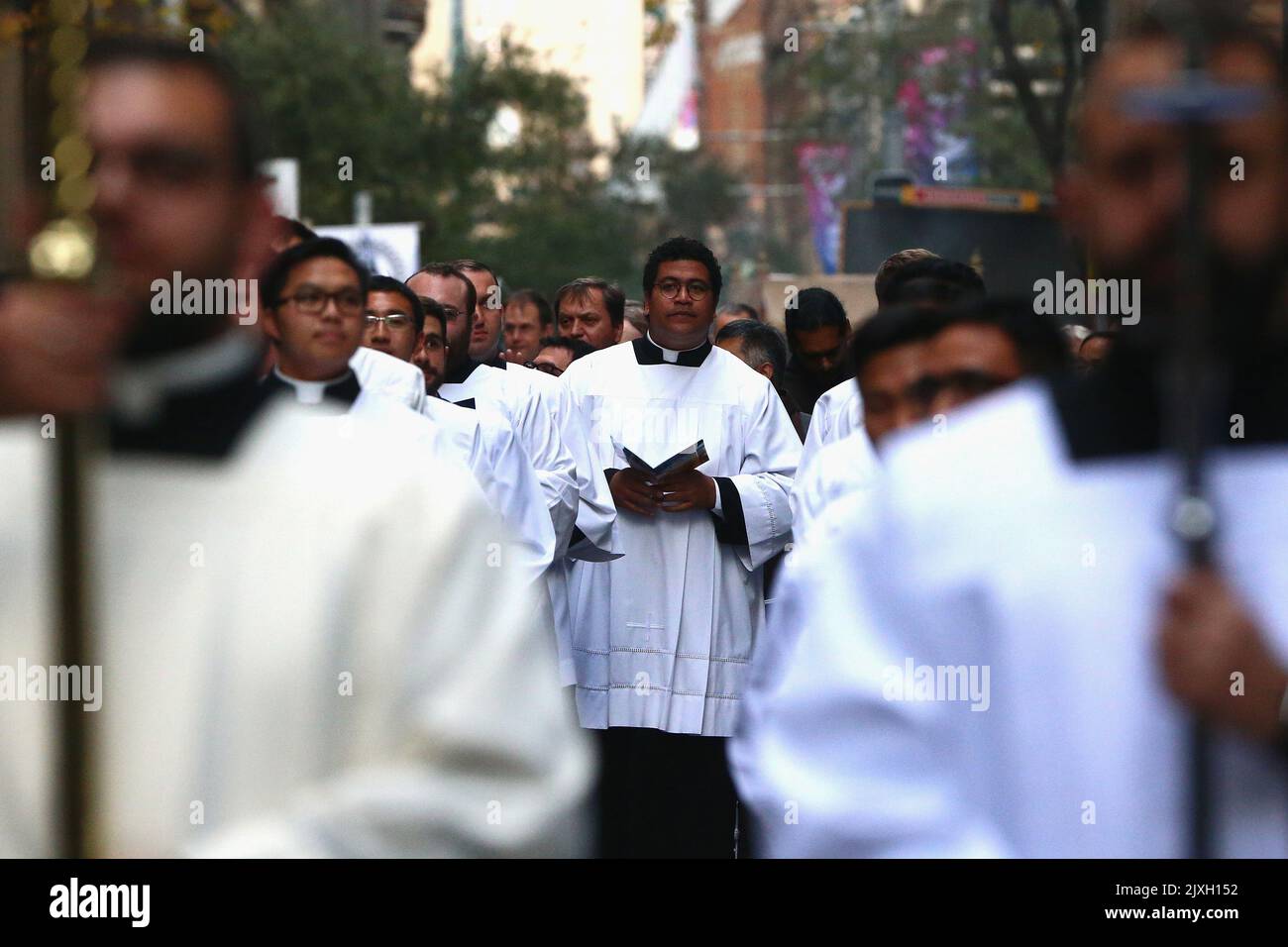 Priests and Bishops march during a Catholic March in Sydney on Sunday ...