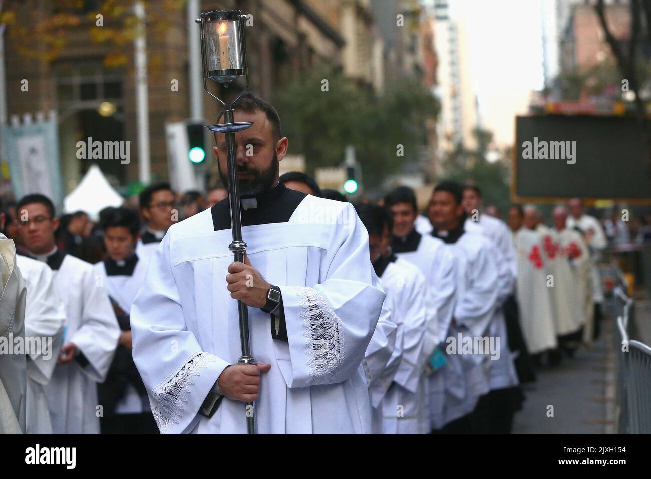 Priests and Bishops march during a Catholic March in Sydney on Sunday ...