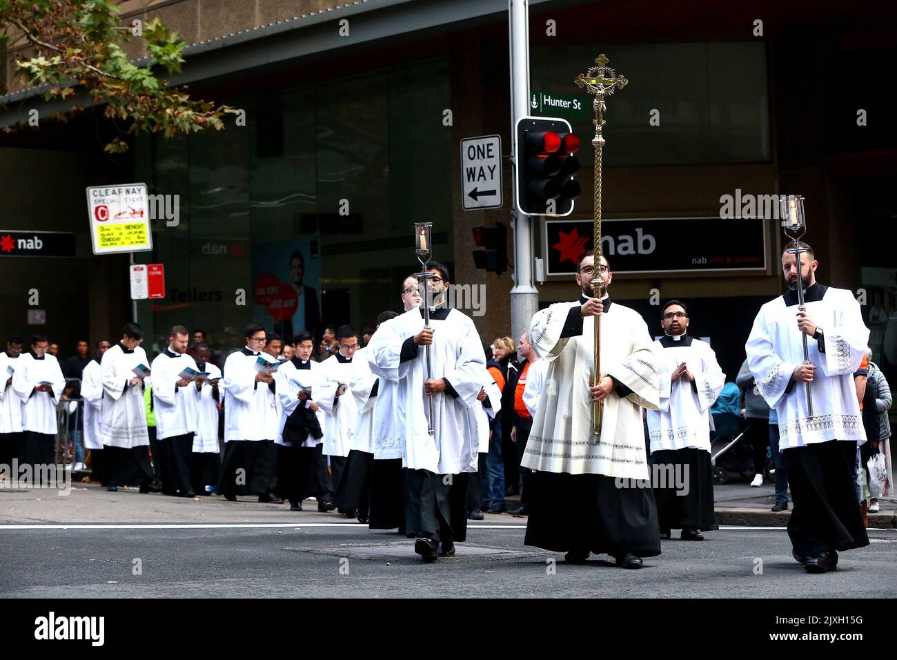 Priests and Bishops march during a Catholic March in Sydney on Sunday ...