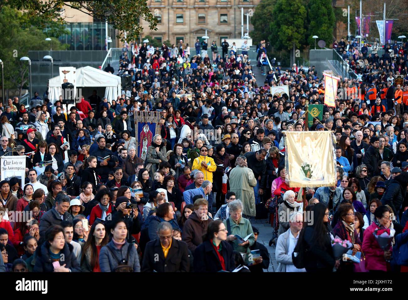 Attendees look on during a Catholic March in Sydney on Sunday, June 3 ...