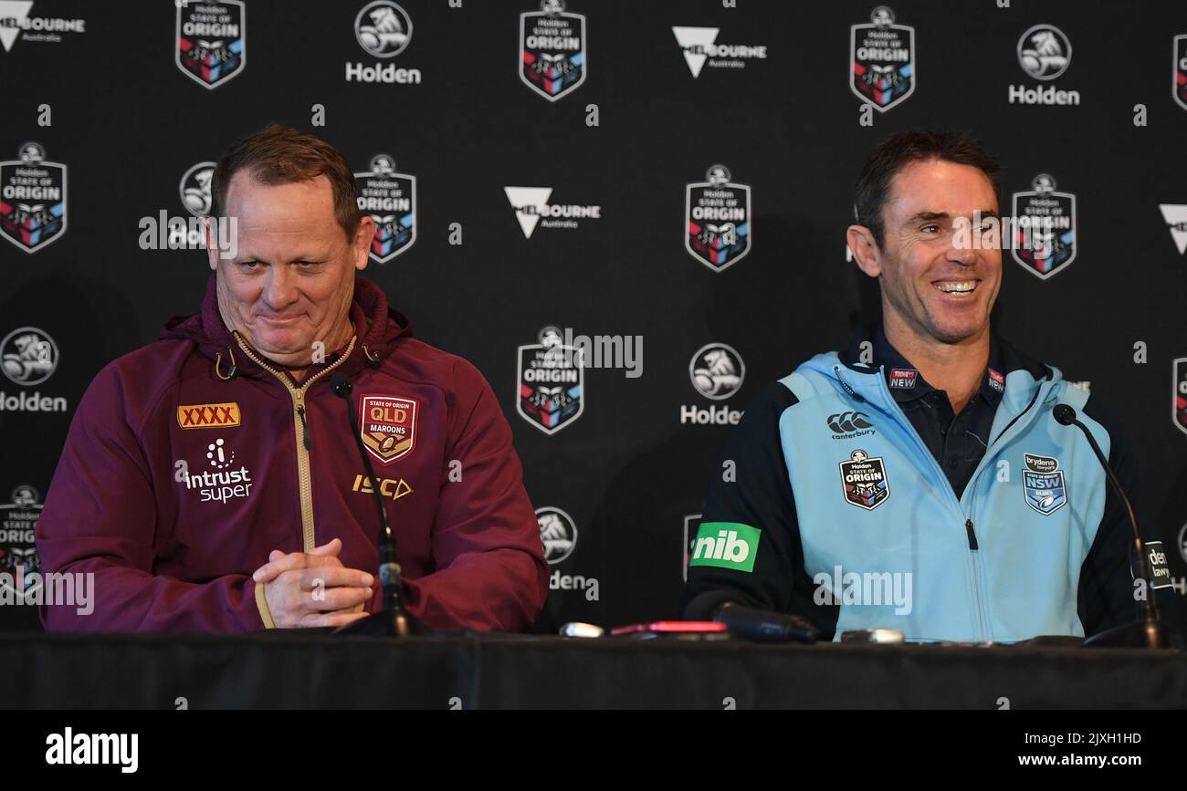 Queensland State of Origin coach Kevin Walters (left) and NSW State of ...