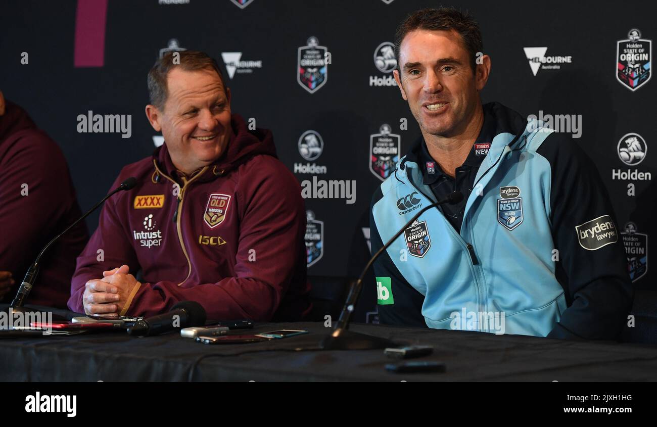 Queensland State of Origin coach Kevin Walters (left) and NSW State of ...