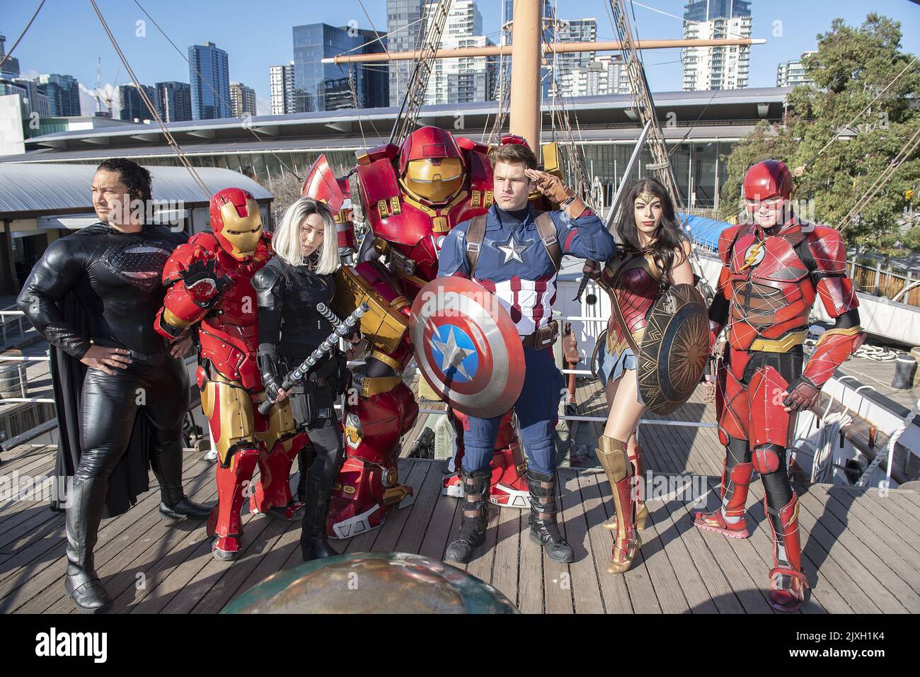 Cosplayers dressed as pop culture characters are seen during a media ...