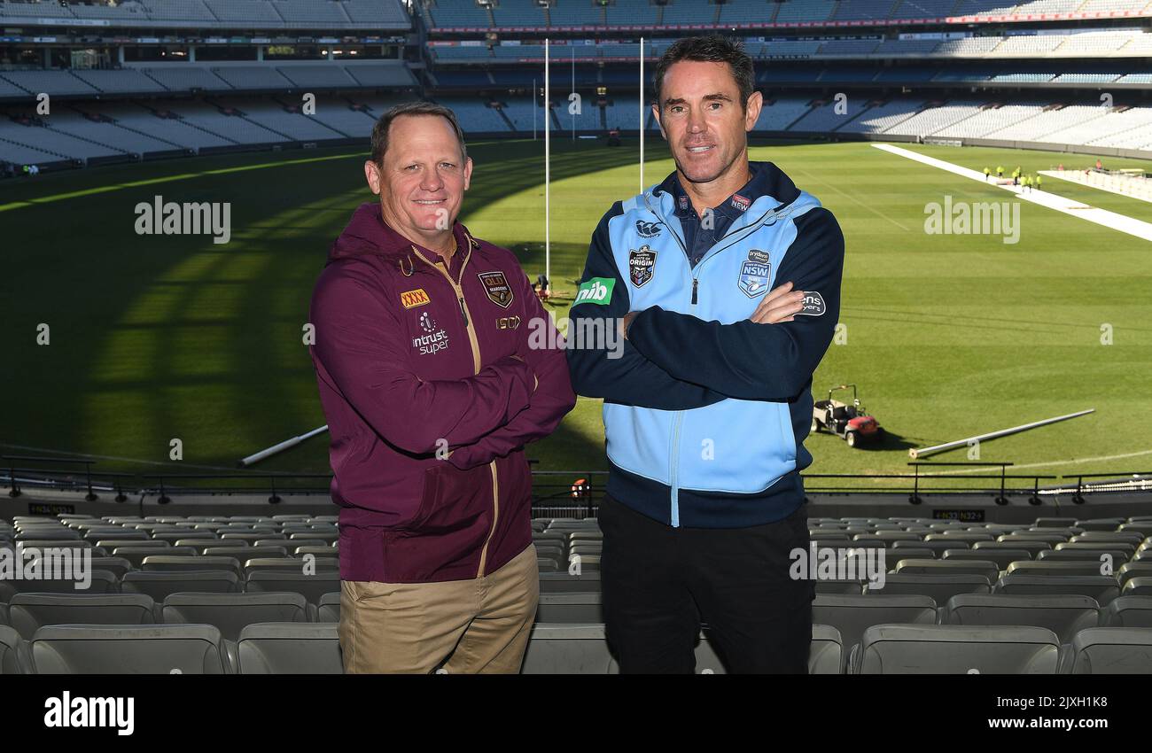 Queensland State of Origin coach Kevin Walters (left) and NSW State of ...