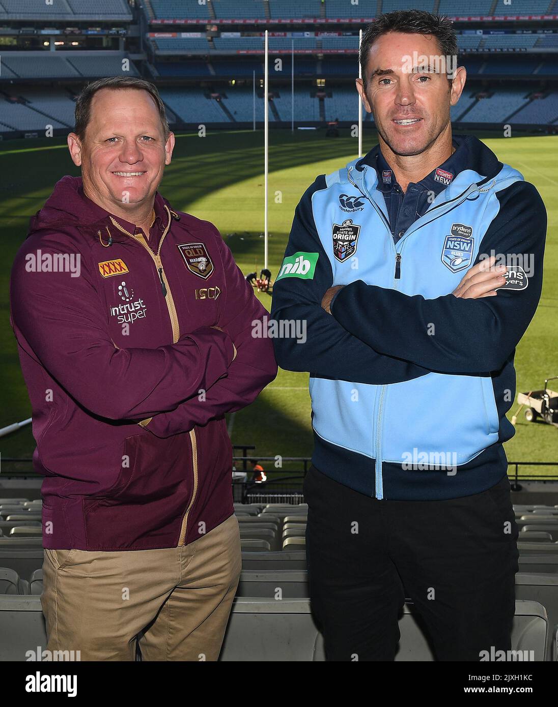 Queensland State of Origin coach Kevin Walters (left) and NSW State of ...