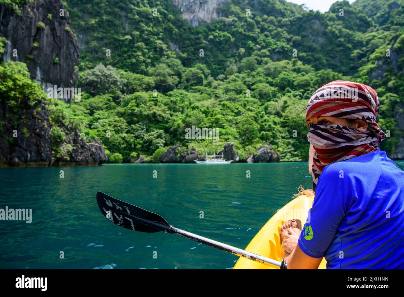 Palawan, Philippines, Tourists Kayaking and Exploring the Natural ...