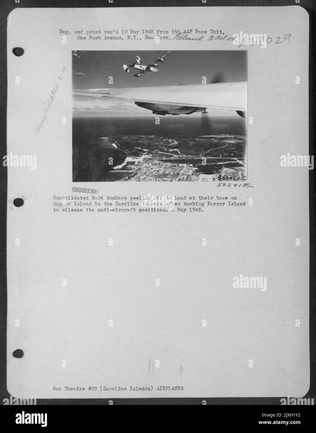 Consolidated B-24 Bombers Peeling Off To Land At Their Base On Angaur ...