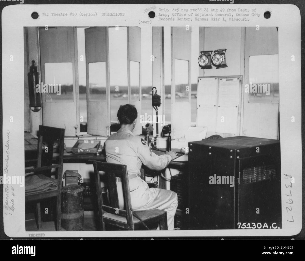 Operator Inside Control Tower Of The 4Th Army Airways Communications ...