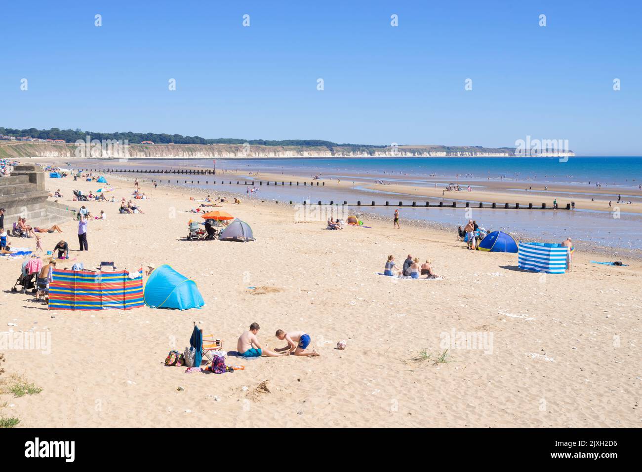 Bridlington beach Yorkshire Bridlington North beach with people ...