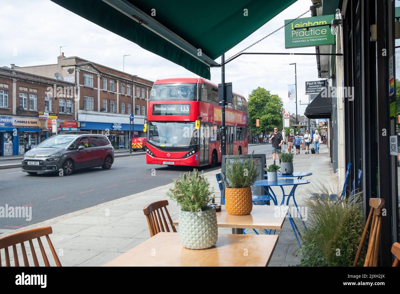 London- August 2022: Streatham High Road, a major high street of mixed ...