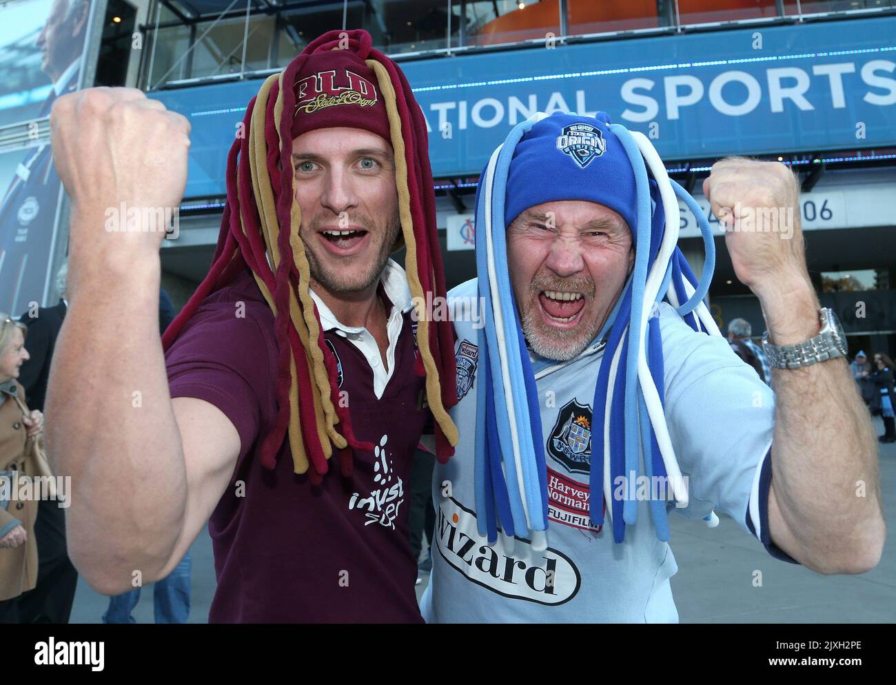 Matt Qualischefski (left) and Albert Hajdu from Mackay, Queensland pose ...