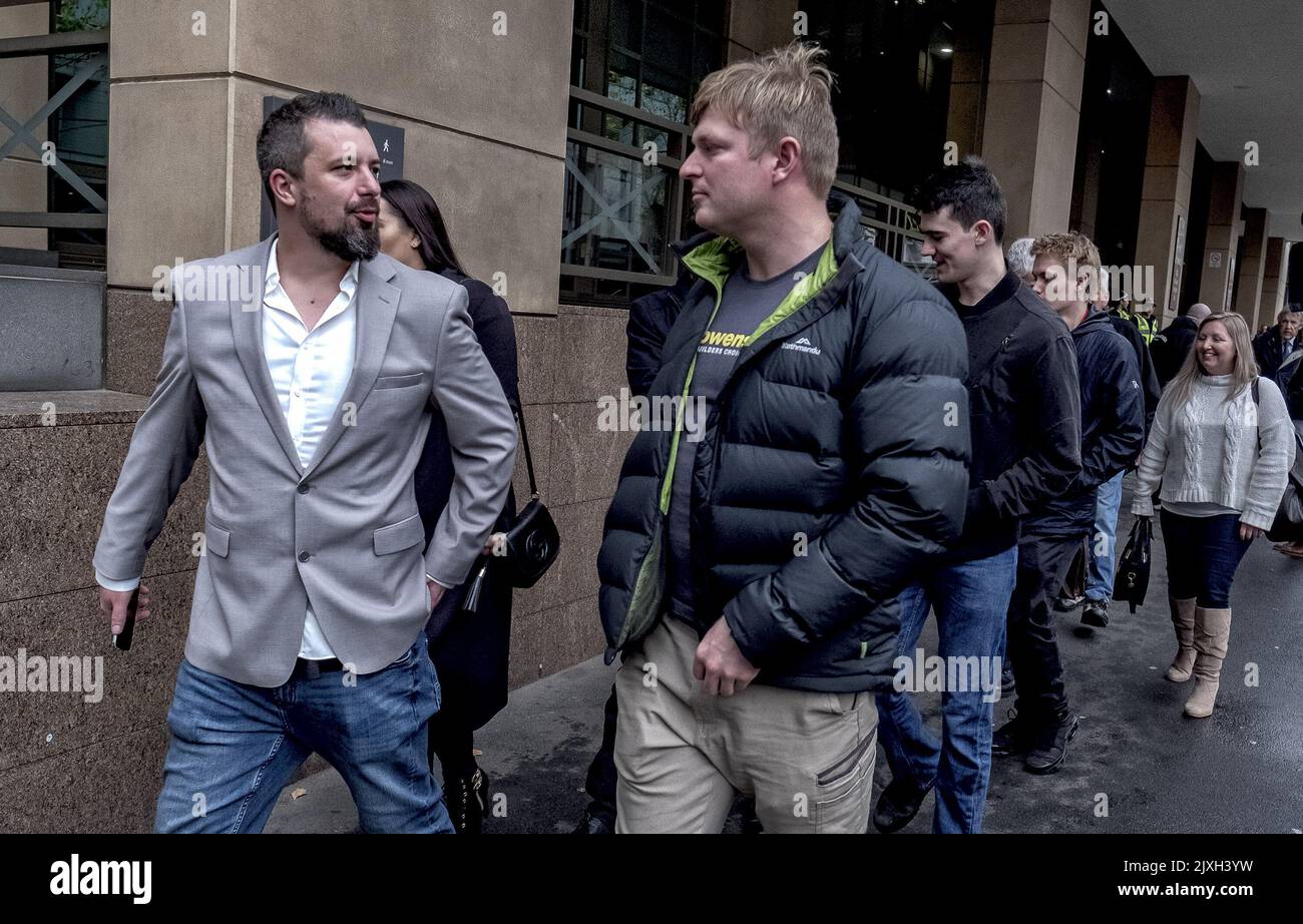 Neil Erikson (left) and Blair Cottrell are seen outside Melbourne ...