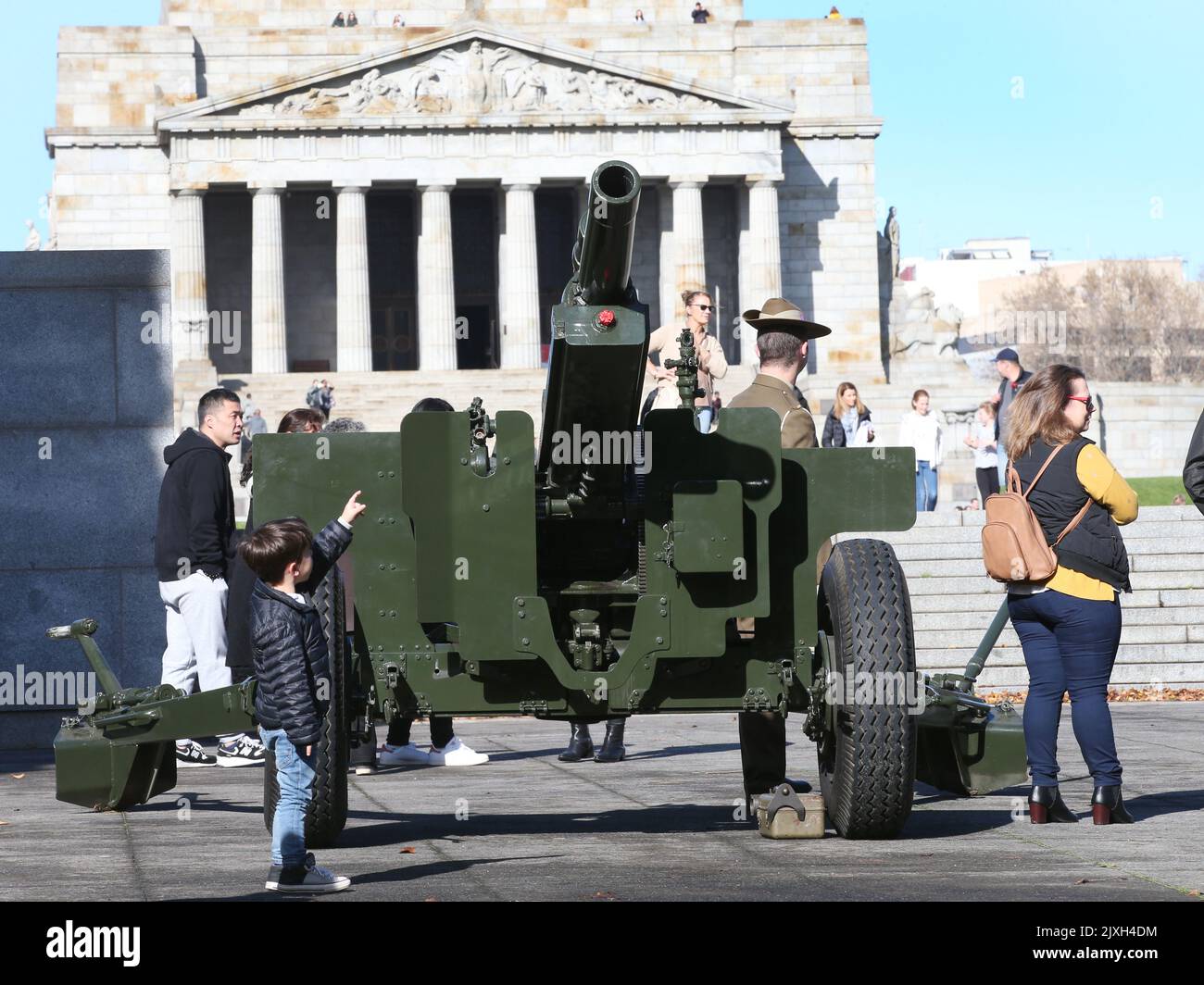 A 21 gun salute given at the Shrine of Remembrance in Melbourne for the ...