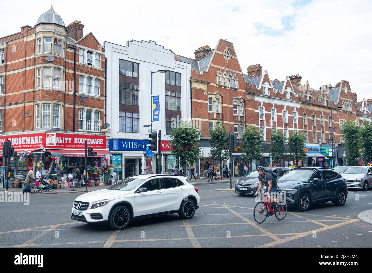 London- August 2022: Streatham High Road, a major high street of mixed ...