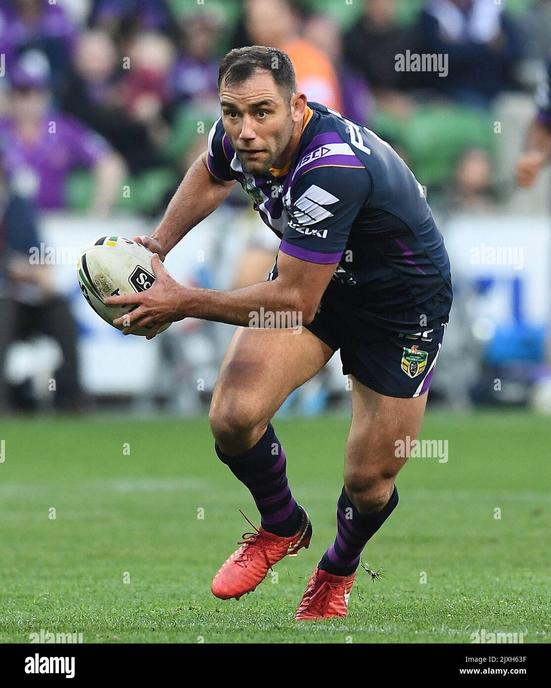 Cameron Smith of the Storm is seen in action during the Round 14 NRL ...