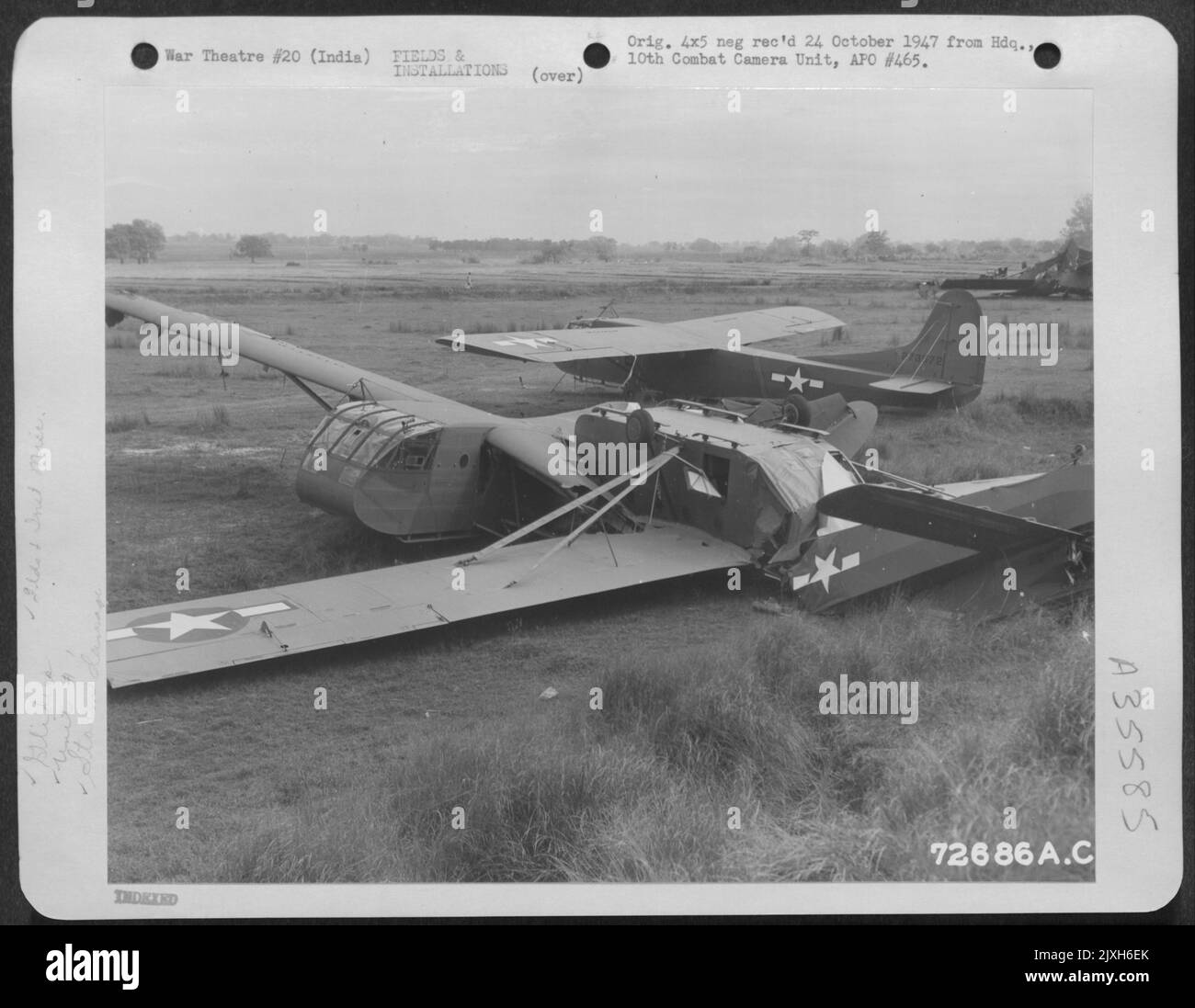 Damaged Gliders Of The 1St Air Commando Group, Resulting From A Wind ...