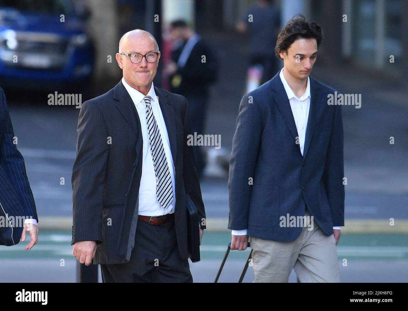 David Pirie (left) and Lachlan Pirie (right) are seen arriving at the ...