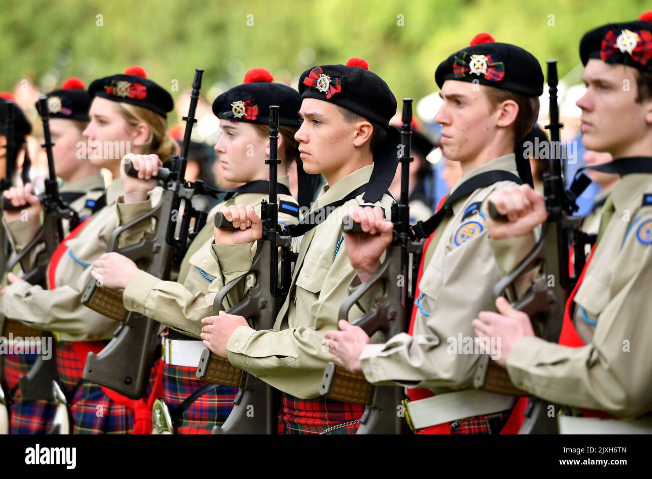 A student band marches at NSW Government House for the Queen's Birthday ...