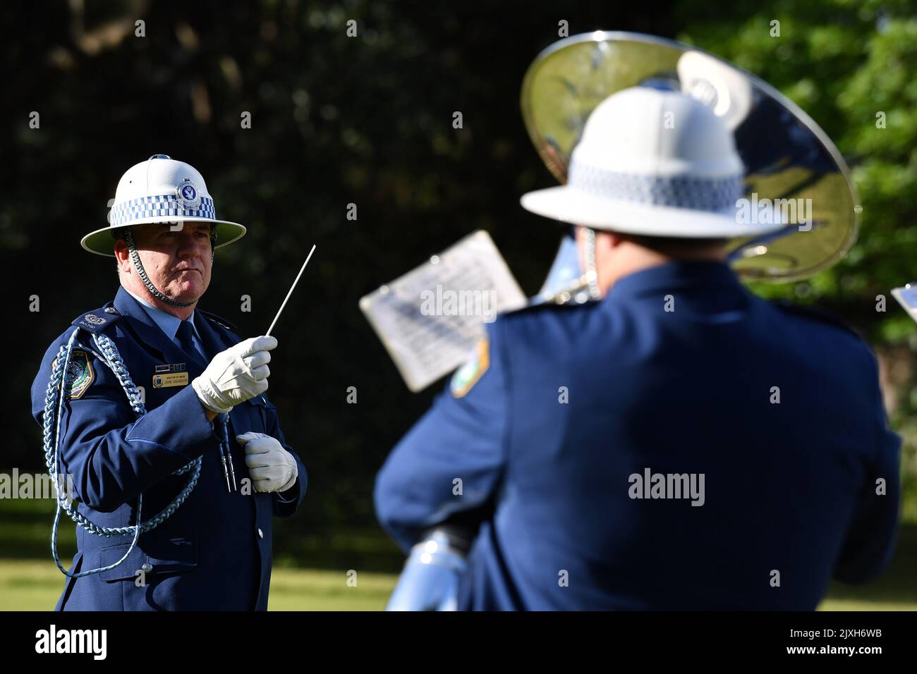 The NSW Police band march at NSW Government House for the Queen's ...
