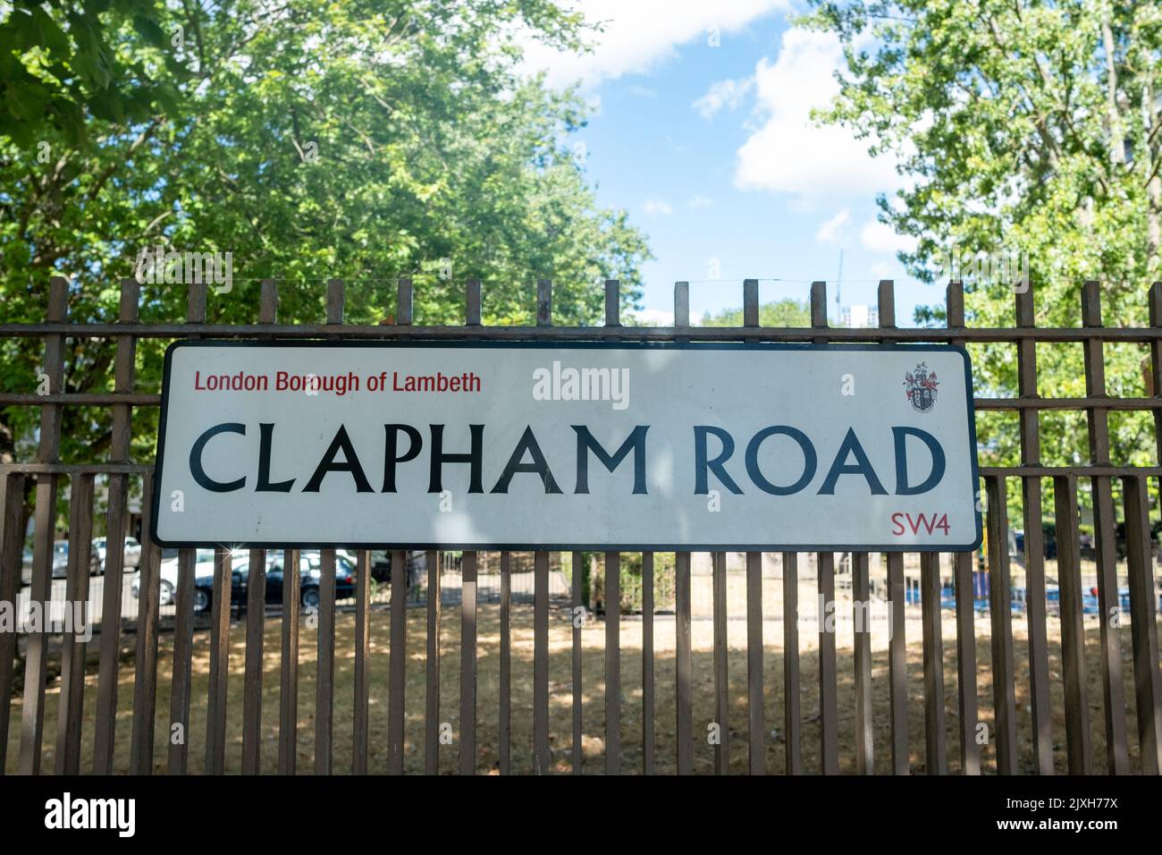 London- August 2022: Clapham Road sign in the London Borough of Lambeth ...
