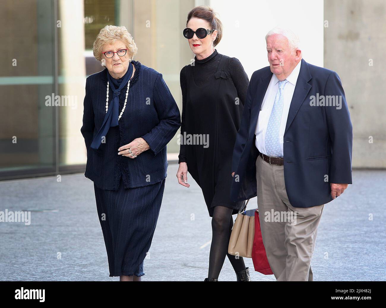 (L-R) Mary Wagner, daughter Kate Greer and Henry Wagner arrive to the ...