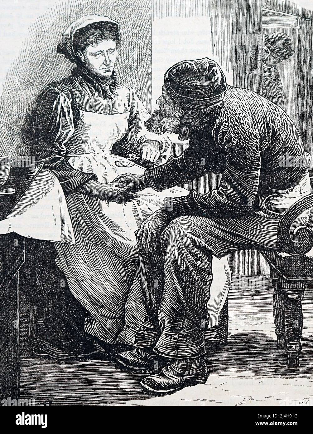 Illustration depicting an elderly couple. Illustrated by William Small ...