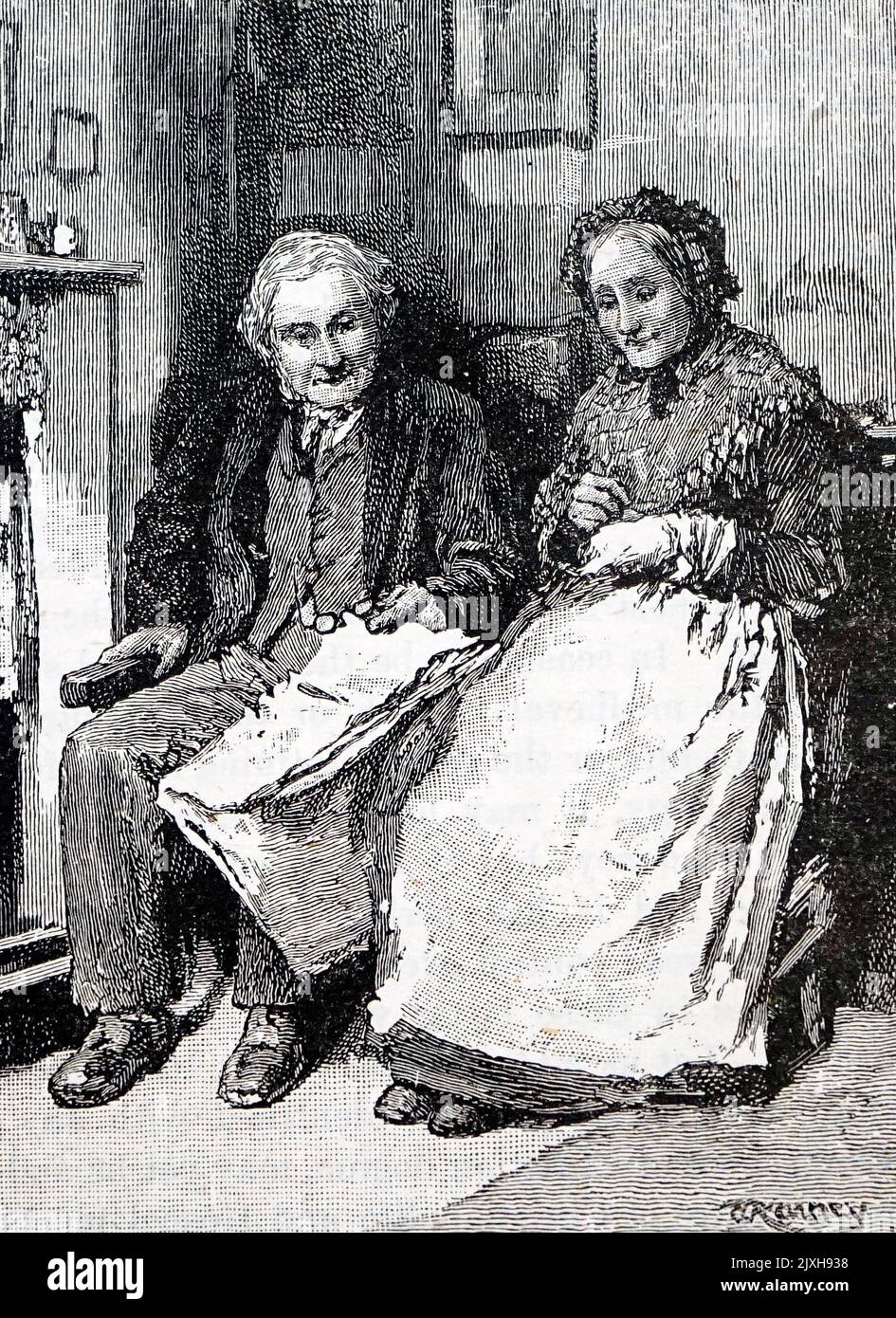 Illustration depicting an elderly couple. Illustrated by William Small ...