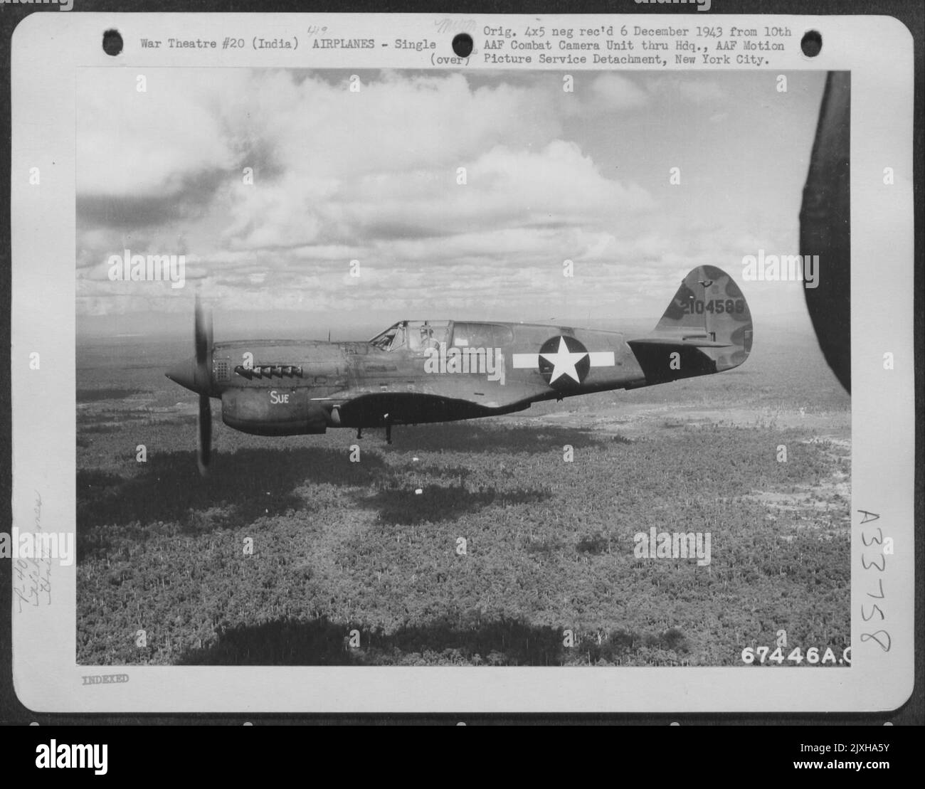 The Curtiss P-40 'Sue' Of The 51St Fighter Group Heads For Its Home ...